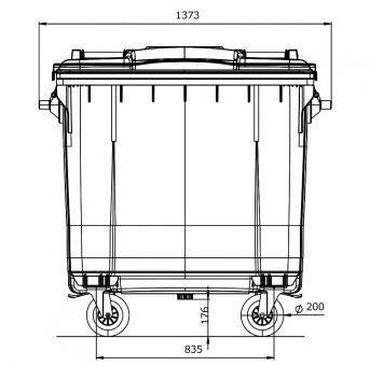 Afvalcontainer 770 liter | Deksel en 4 wielen | 770 liter | Groen | bol