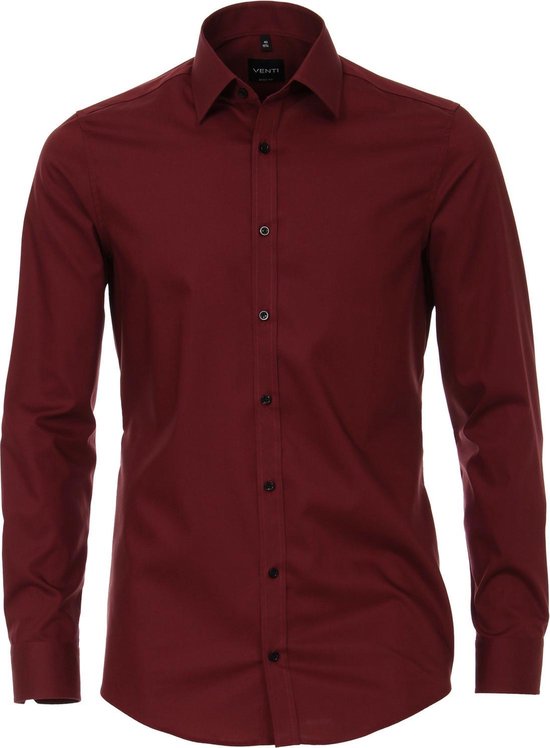 VENTI body fit overhemd - popeline - rood - Strijkvriendelijk ...