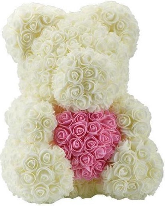 Rosebear 40 cm|Rozen beer creme wit met roze hart|Rose Bear 40 cm| Rozenbeer|Limited... | bol