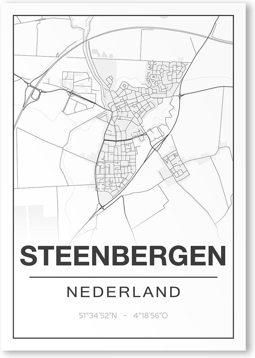 Poster/plattegrond STEENBERGEN - A4 | bol.com