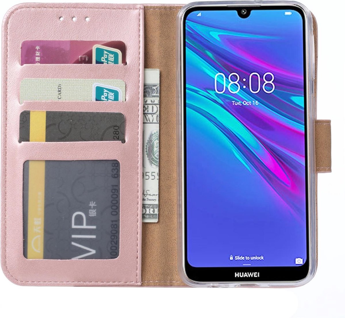 Nokia 1 Plus telefoon hoesje met pasjeshouder - Rose goud - van Bixb ...