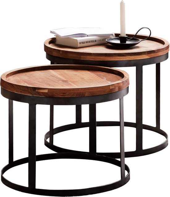 Nancy's Moderne Bijzettafels - Set Van 2 - Sheesham Hout - Bijzettafel ...