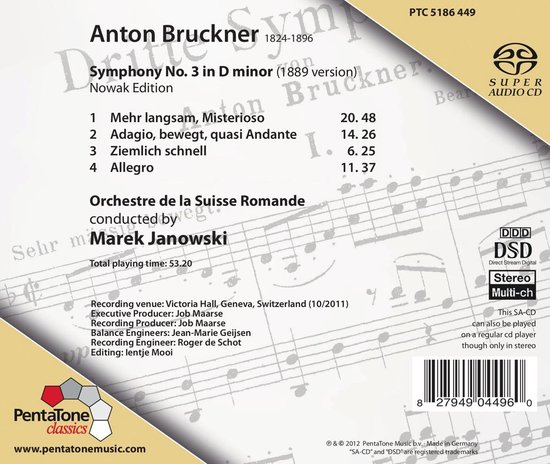 Orchestre De La Suisse Romande, Marek Janowski - Bruckner: Symphony No ...
