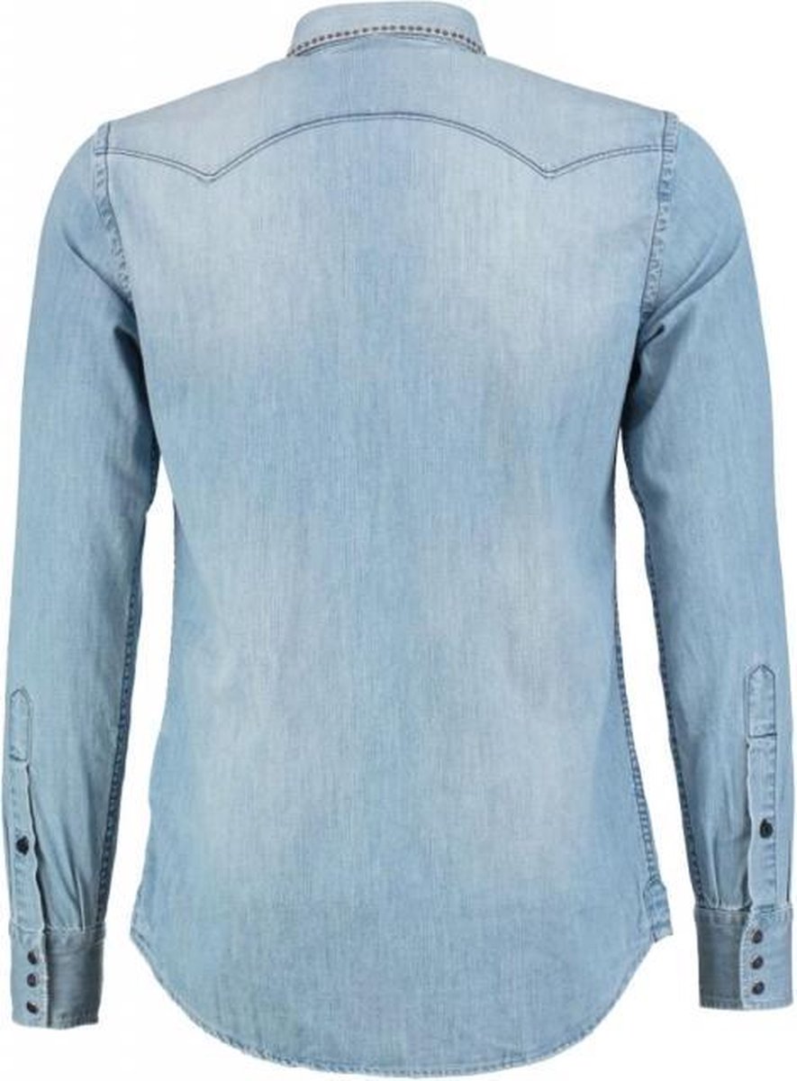 Replay slim fit denim overhemd drukknopen valt kleiner - Maat M | bol.com