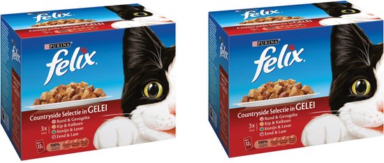Felix Tender lanières en gelée - boeuf / volaille 2 boites de 12 x 100 ...