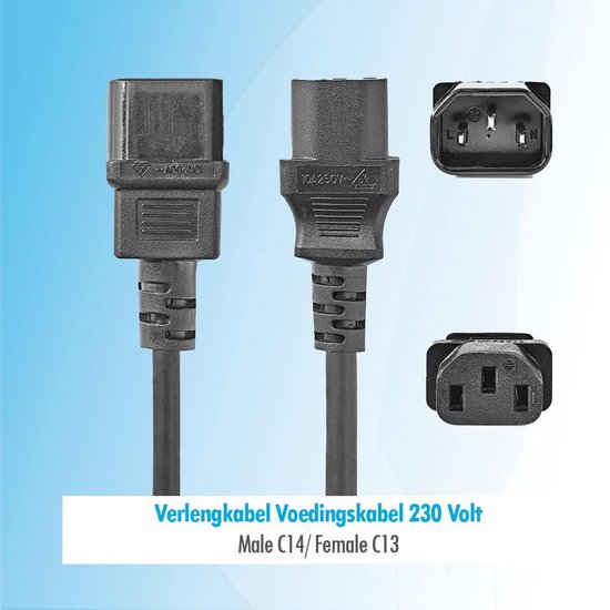Budget 3 meter stroomkabel verlengkabel C13 plug naar C14 plug ...