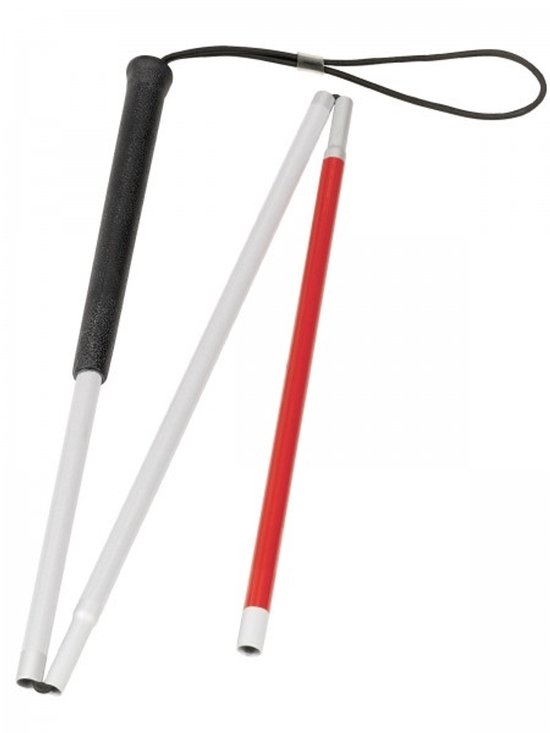 Blindenstok - opvouwbaar : Opvouwbaar in 3, wit, 115 cm | bol