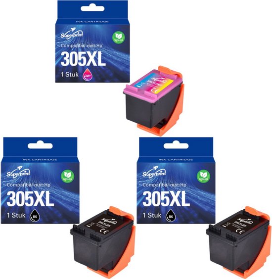 Superprint 305 XL inktcartridge bundel – Zwart x2 + magenta x1 – Hoge ...