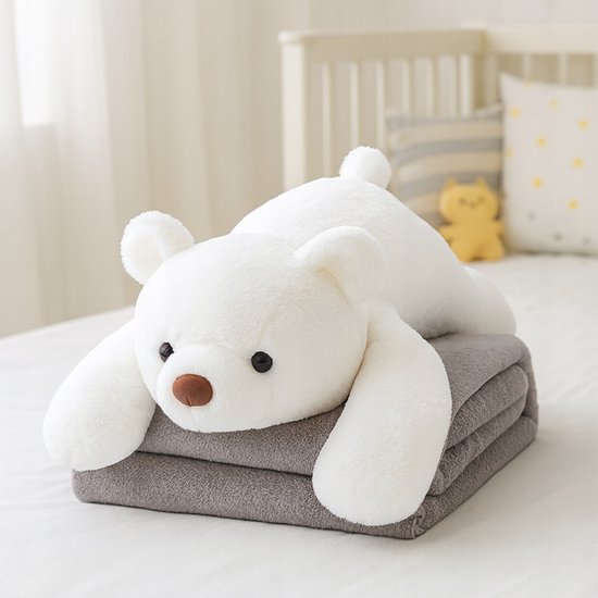 Grote Witte Beer Knuffel 2-in-1 met Dekentje (70 cm) | bol