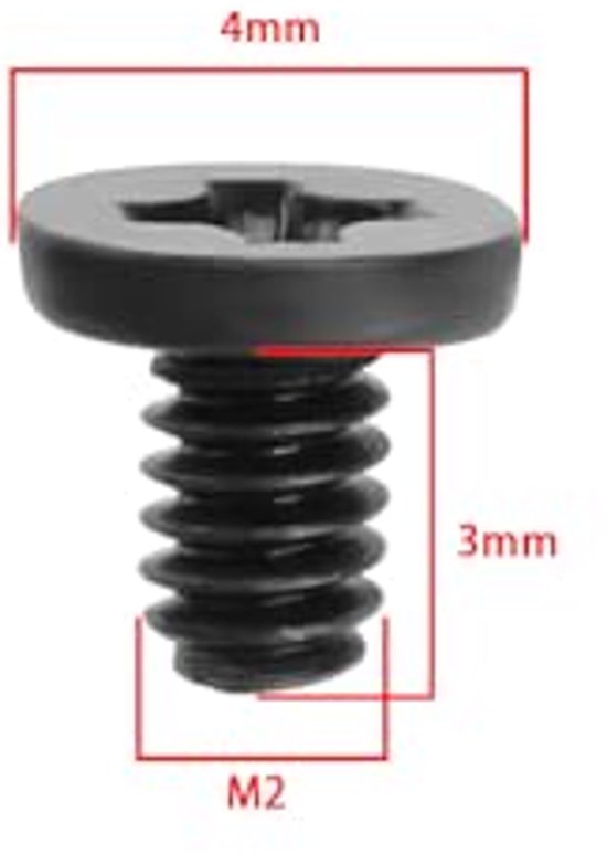 200 STKS M2 x 3 mm Vervanging Phillips Platte Kop Schroef 4mm Dia ...