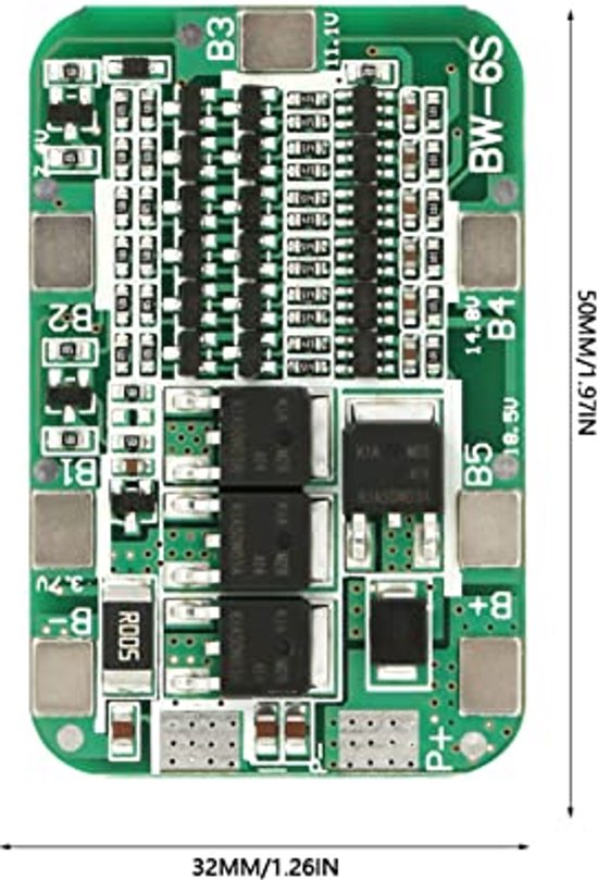 6S 15A 22V 24V Batterij Bescherming Boord PCB BMS voor 18650 Li Ion ...