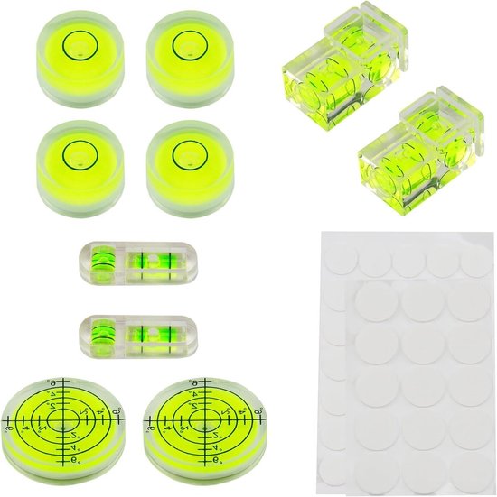 Allecto Plus - Mini-waterpas set, libelle, klein, rond, voor camping ...