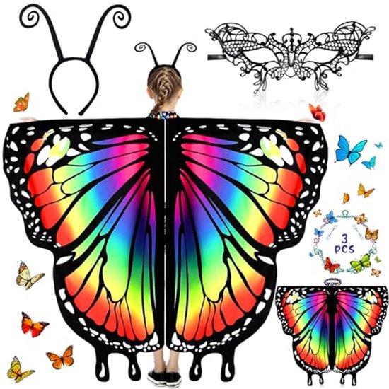 Déguisement d'ailes de papillon Filles pour Halloween et fêtes - Set 3 ...