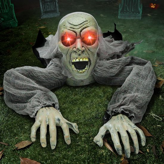 Lichtgevende zombie-groundbreaker voor Halloween, geanimeerd met ...