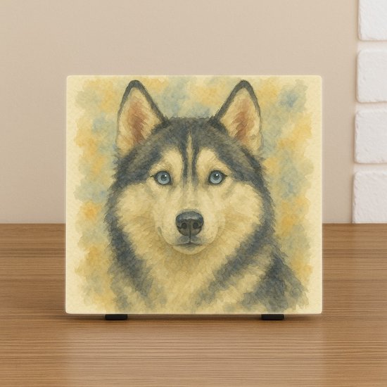 Spreuk Tegel 10,5x10,5cm – Husky Hond – Aquarel Wanddecoratie & Cadeau ...