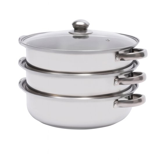 Stoompan - Stoommandje - 3-laags Stoompan - Roestvrijstaal - 26.8 CM | bol