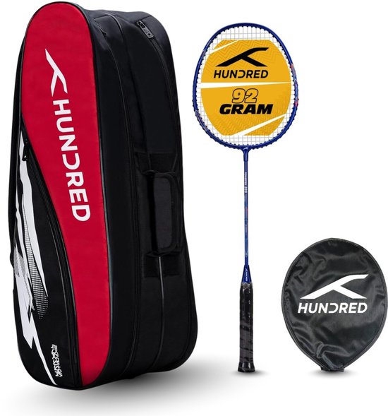 Hundred Powertek 200 PRO badminton racket with Cosmogear kit bag (black ...