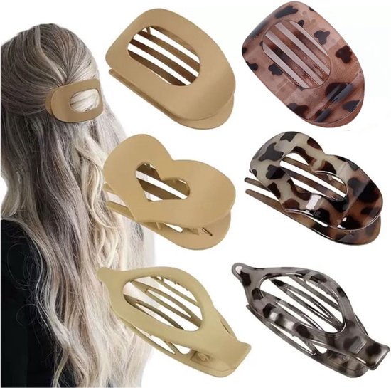 6 stuks platte haarclips voor vrouwen, gebogen ontwerp haarclips voor ...