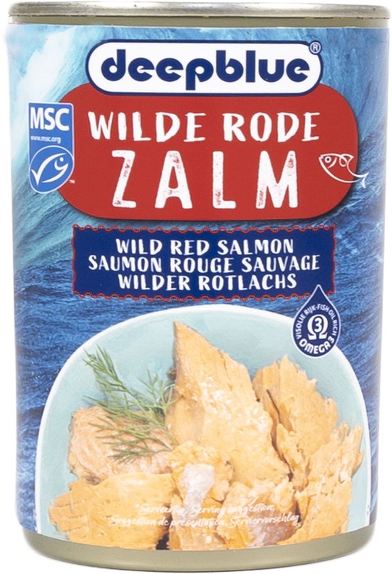 Deepblue rode zalm in blik - wild gevangen - 418 gram | bol