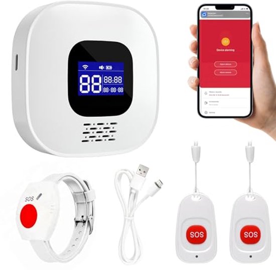 Slimme Wifi Alarmknop voor Ouderen en Thuisgebruik - Noodoproep Systeem ...