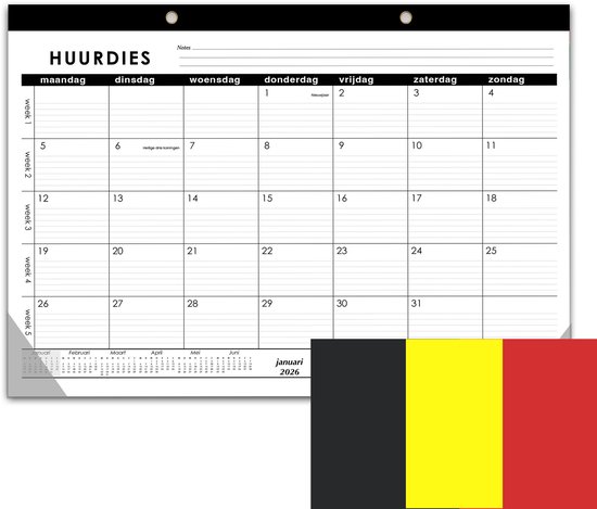 Huurdies® Kalender 2026 – 18 Maanden Bureauplanner & Wandkalender – A4 ...