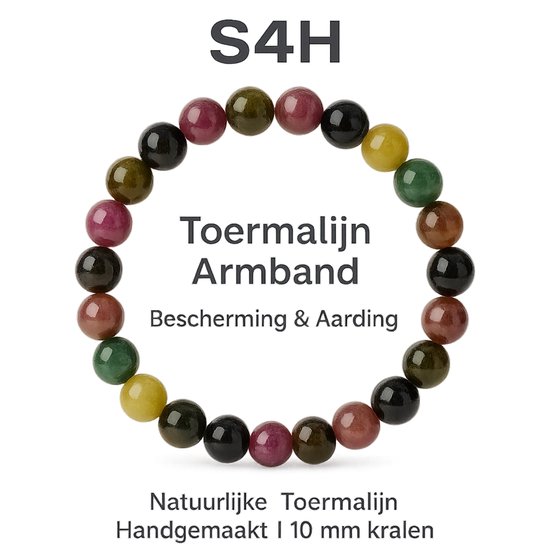 S4H Toermalijn Armband – 10 mm Edelsteen Kralen | Bescherming, Aarding ...