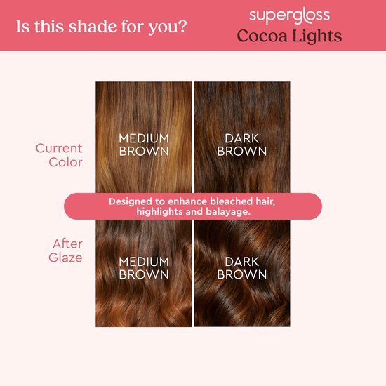 Glaze Hair Super Gloss - Color Conditioning Gloss - COCOA LIGHTS- voor ...