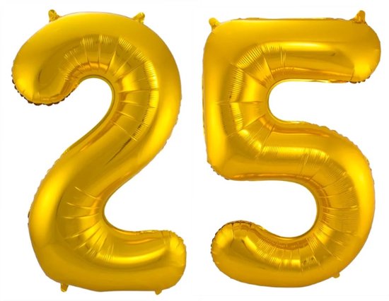 Folieballon Cijfer 25 - Goud - 86 cm | bol