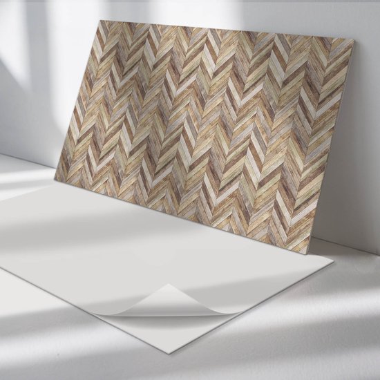 Wallfluent Vinyl Tegels - Visgraatpatroon van Planken Vinyl Wandtegels ...