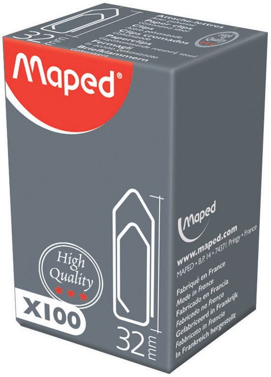 Maped paperclips, gegalvaniseerd, 32 mm, spits, kleinverpakking | bol