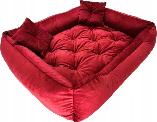 Luxe rode hondenmand van velours, 90x75cm, anti-slip | bol