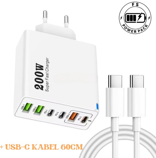 200W Fast Charger-Snel lader FS Power Pack® 200W USB-C Super Fast ...