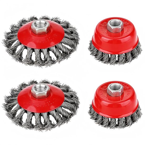 Draadborstel Set: 75 mm Potborstel + 100 mm Ronde Borstel ...
