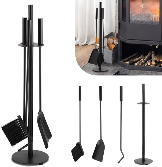Haardset 3-delige stalen schoorsteenaccessoireset met schep, bezem en ...