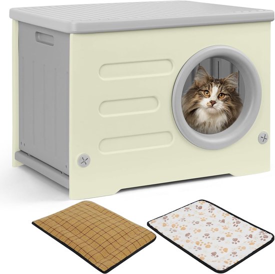 Kattenhuis voor binnen en buiten met weerbestendig dak en verhoogd ...