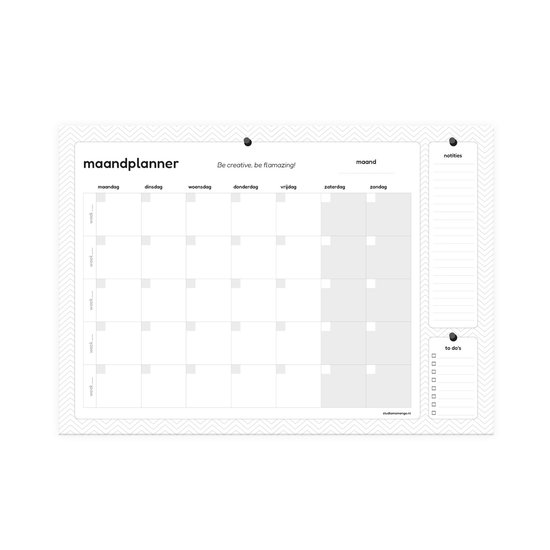 Studio Mamengo Maandplanner A3 - Zwart-wit, afscheurbare maandkalender ...