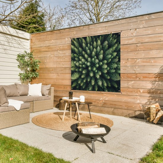 Tuinposter 100x100 cm - Tuindecoratie Bomen - Naaldwoud - Structuur ...