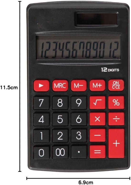 Zakrekenmachine met 12 Cijfers en Accu/Batterij - Inklapbare Pocket ...