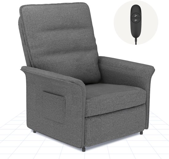 FLEXISPOT Relaxstoel - Elektrische TV stoel met ligfunctie - Lichtgrijs ...