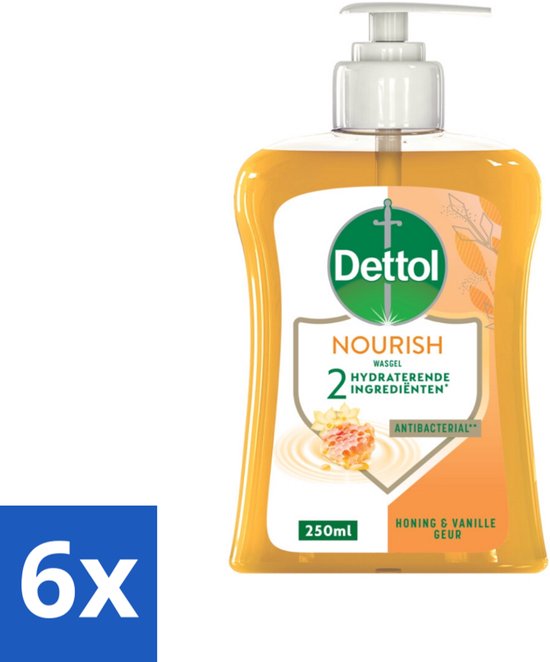 6 x Dettol - Handzeep - Nourish - Honing & Vanille - 250 ml ...