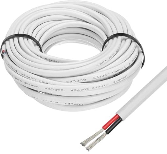 2-aderige 18AWG duplex maritieme kabel, 50ft vertinde koper geïsoleerde ...