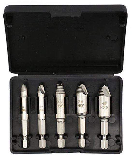 5Pcs Screw Extractor Kit and Stripped Screw Remover Damaged Screw ...