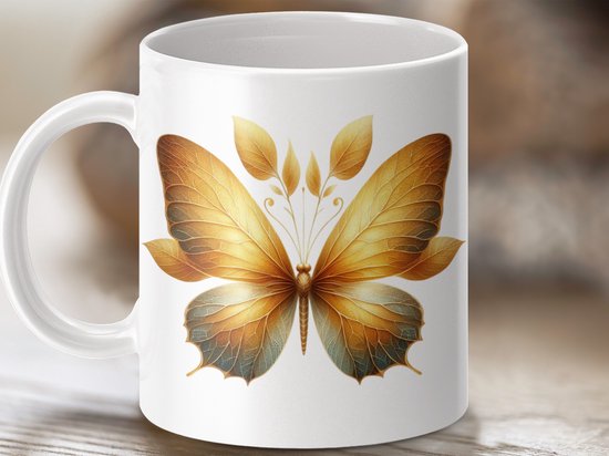 Mok Gouden Vlinder, Elegante Insecten Mok, Natuur Geïnspireerde Mok ...