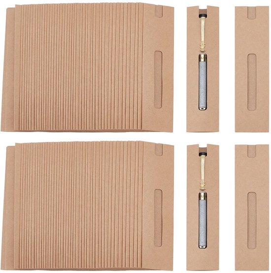 120pcs Kraft Pen Gift Boxes, Slip-in Pen Packaging Box with Clear ...