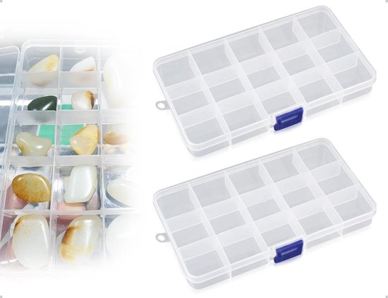 Plastic sorteerdoos met 15 verstelbare vakken en deksel voor schroeven ...