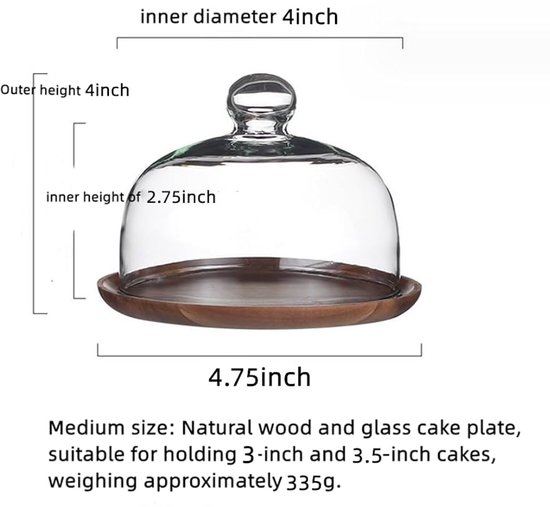 Cloche à dessert en Verres avec base en bois - idéale pour les gâteaux ...