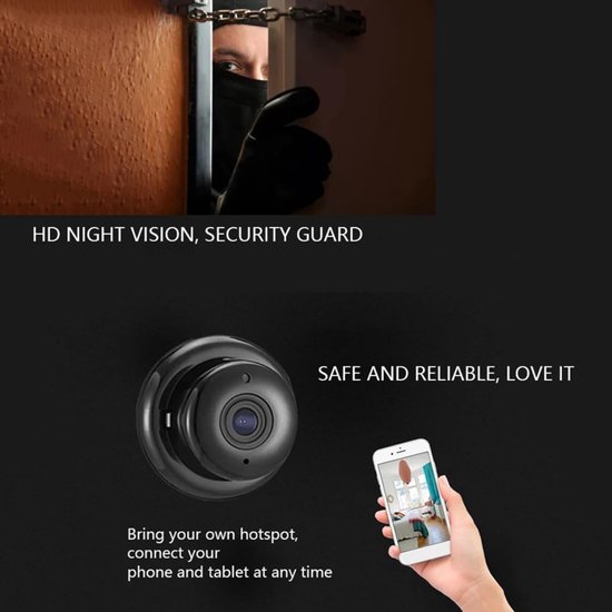 Draadloze Mini Camera met Nachtzicht en 360 Graden Beeld | bol