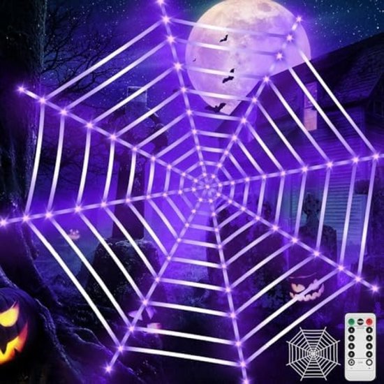 Groot LED Spinnenweb Verlichting - 3,6 Meter Diameter met ...