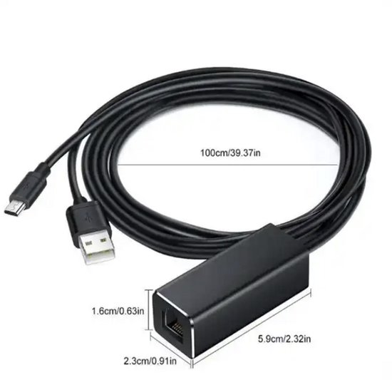 USB 2.0 Micro-B Ethernet Adapter voor video streaming apparaten ...