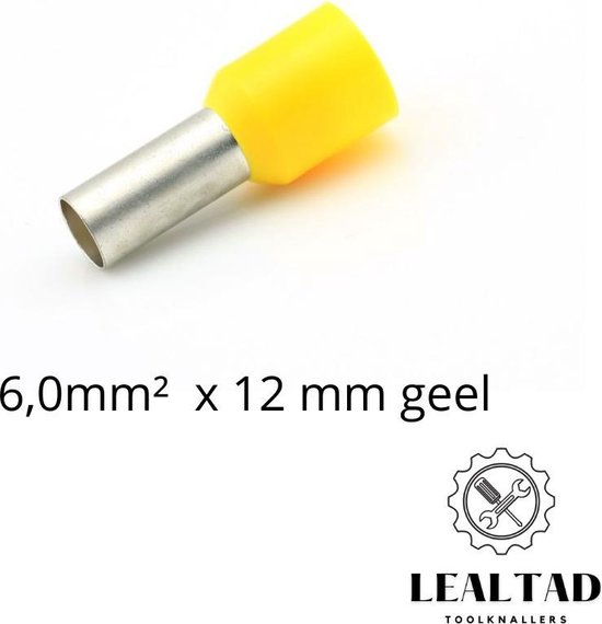 Adereindhuls 6,0 mm² x 12 mm geel 100 stuks | Ferrule | Draadhuls ...